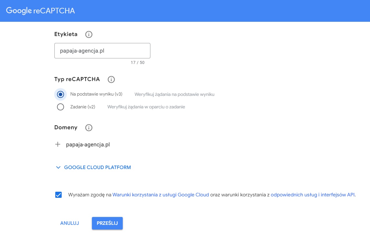 Jak zabezpieczyć formularz kontaktowy przed spamem? reCAPTCHA | PAPAJA ...